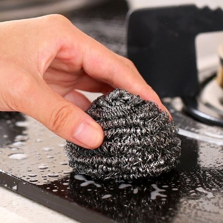 6 Pcs Stainless Steel Sponges, Scrubbing Scouring Pad, Steel Wool ...