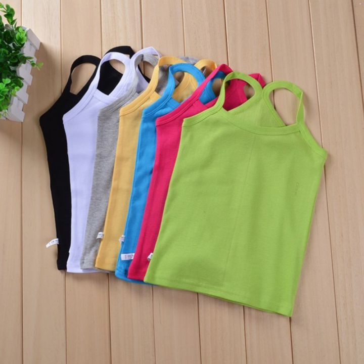 2-6T Summer Girls String Strappy Tops Baby Children Cotton Camisole T ...