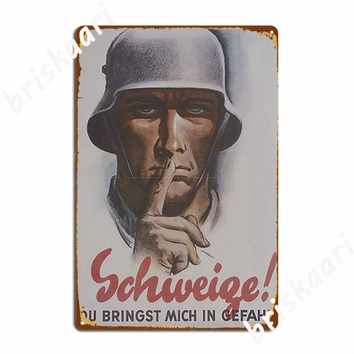 Wwii ..keep Quiet..vintage German Poster Metal Signs Wall Cave Wall ...