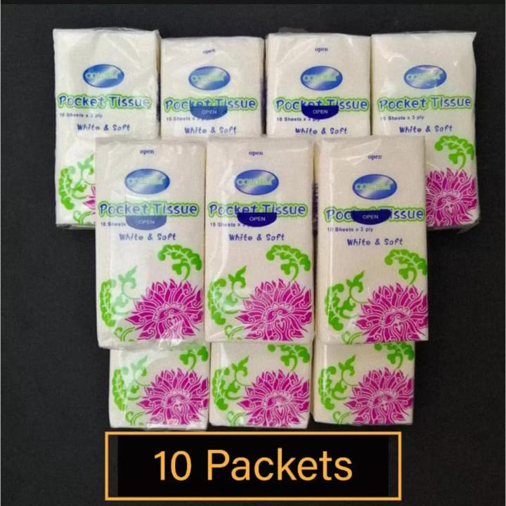 10 Packets of Pocket Tissues For Girls Mini Portable Handkerchief Pulp ...