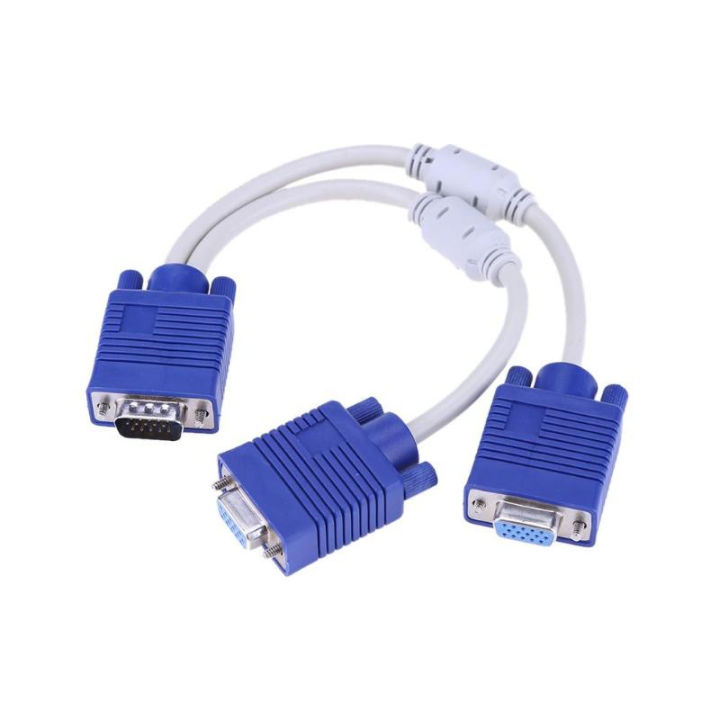 VGA Splitter Cable 1 Computer to Dual 2 Monitor 15pin Two Ports Male to Female VGA Cord Wire ...