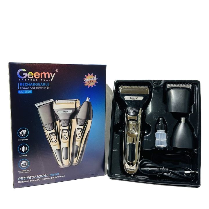 GEEMY GM-6650 Rechargeable Shaver And Trimmer Set 3 in 1 | Daraz.lk