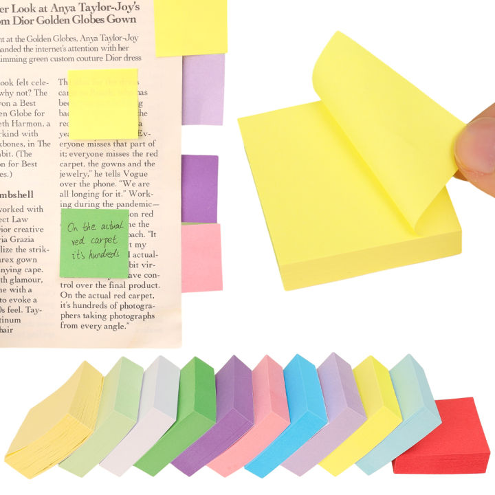 100 Sheets/Book Mini Sticky Notes Portable Color Square Memo Pad ...