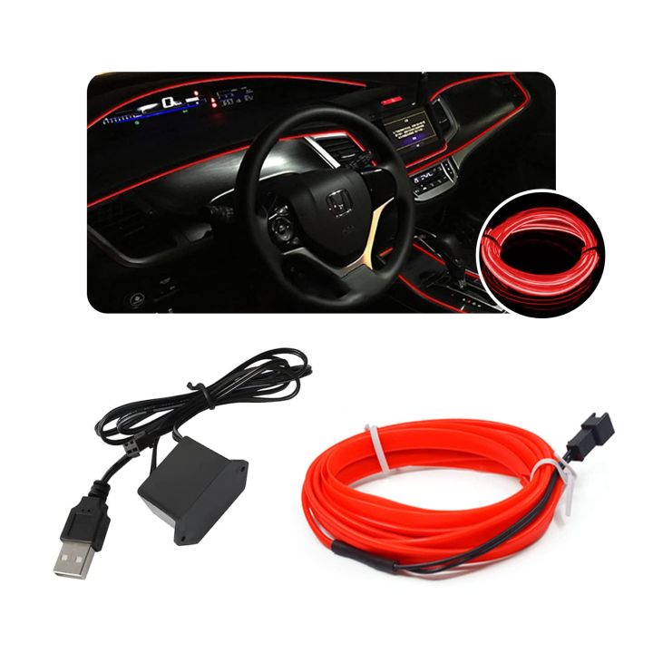 Car Interior Atmosphere Lighting LED Strip 5V DIY Flexible EL Cold ...