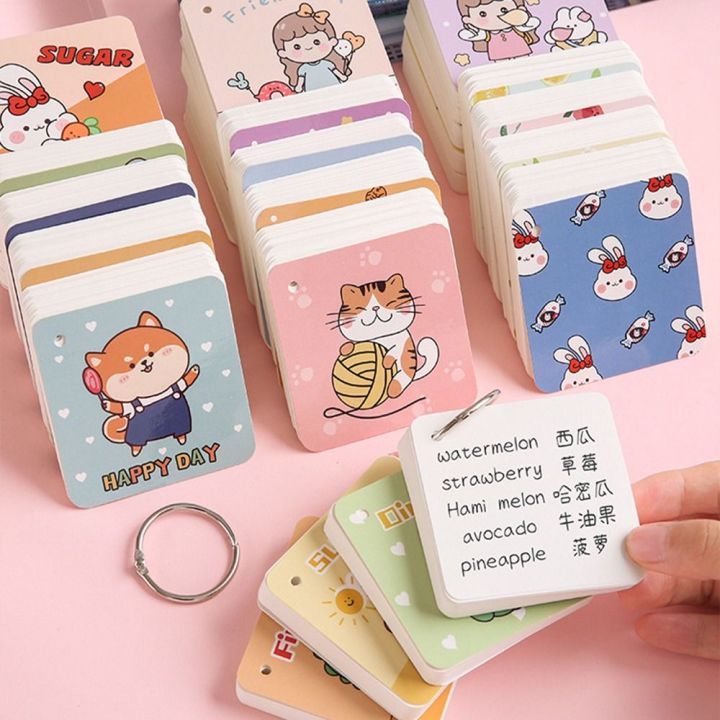 80 Sheets Binder Ring Flipping Flash Diy Combinable Study Cards Mini ...