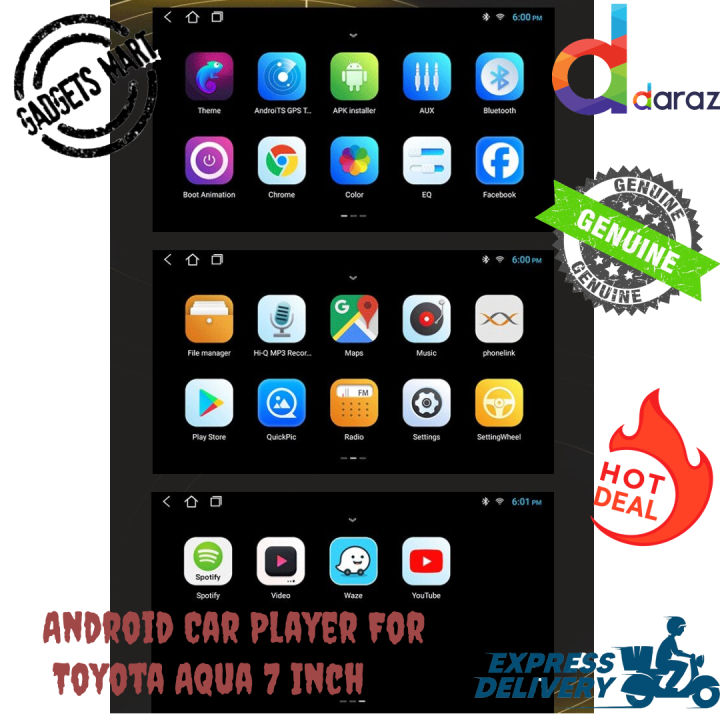 YD Android Car Player Set For Toyota Aqua 7 Inch Size Full Touch ...