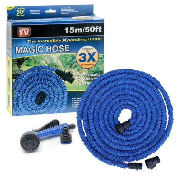 Expandable Magic Water Hose with Spray Gun 7 Functions 50 Feet | Daraz.lk