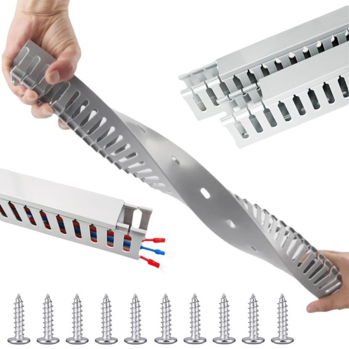 Gray 200cm PVC Wiring Duct Flame-retardant Insulated Under Desk Cable ...