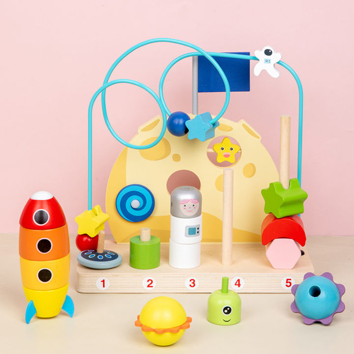 Kidlove Baby Wooden Bead Maze Abacus Toy Sensory Learning Activity Cube ...