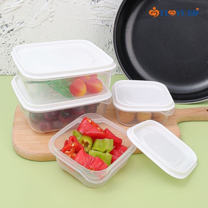 Portable Reusable Plastic Transparent Food Organizer with Cover Fridge ...