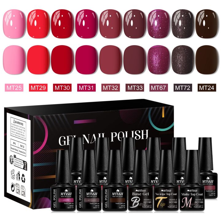 With box varnish pink matte primer, set of gel 9 pieces nail polish ...