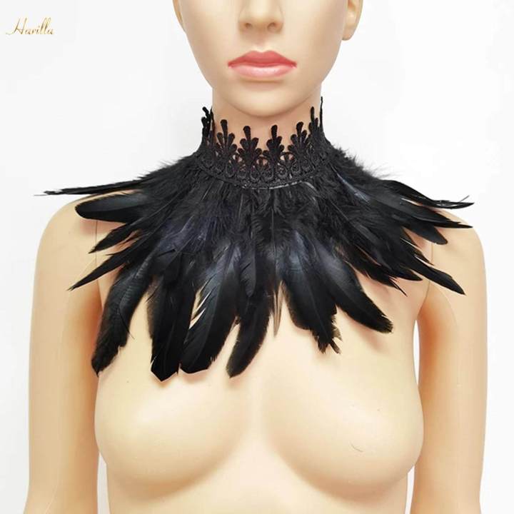 Gothic Natural Feather Punk Gothic Wrap | Daraz.lk