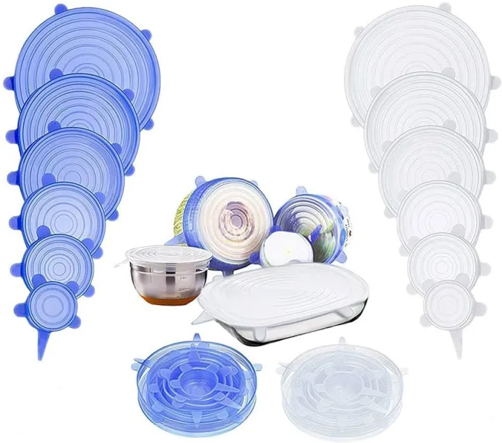 Reusable Super Stretch Silicon Lids / Food Storage Covers for Fit Any ...