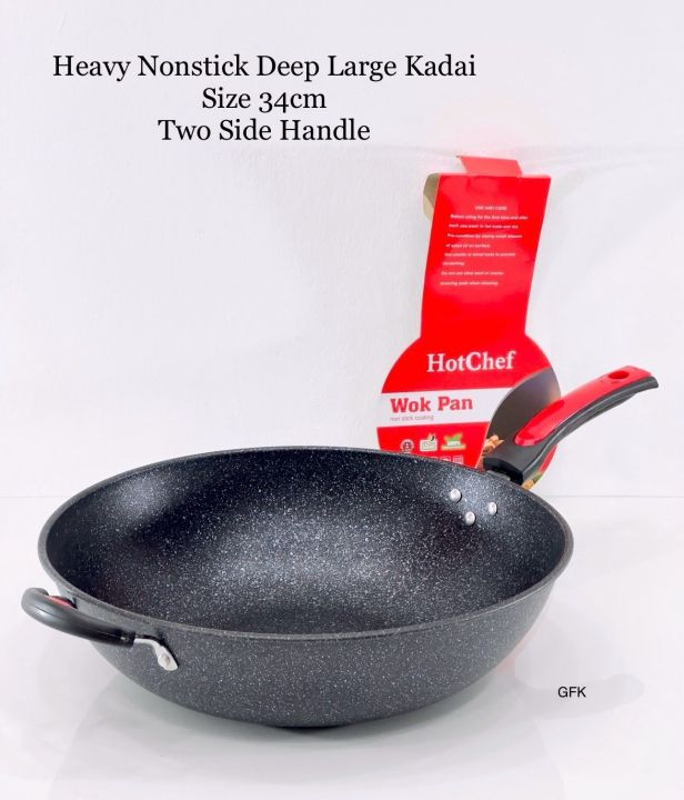 Nonstick Deep Kadai Pot with Comfortable Handle Heavy and Good Quality ...