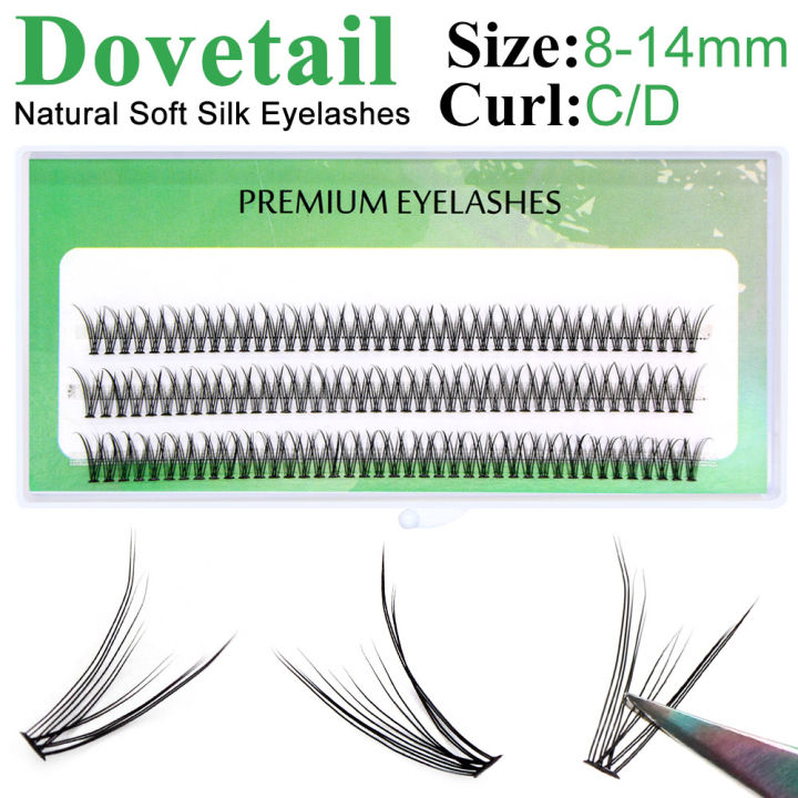 MoonLily Premium Dovetail Eyelashes Extensions V Sahpe Silk Cluster ...
