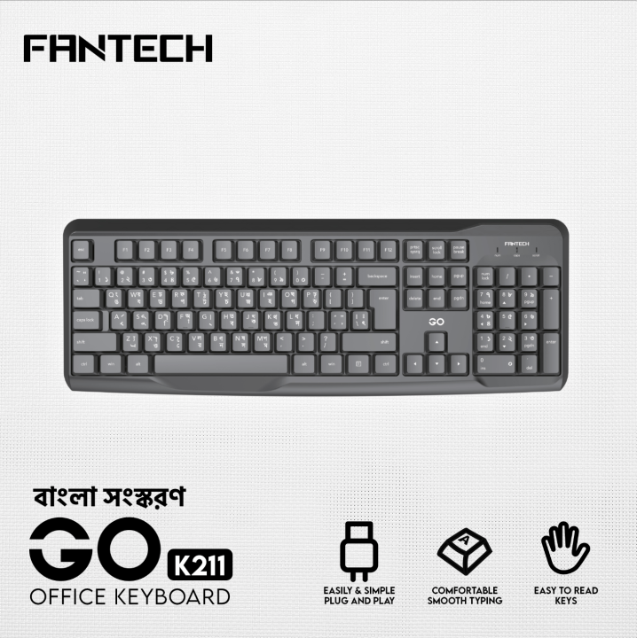 FANTECH GO K211 Smooth Typing Keyboard 104 Keys Spill Resistant ...