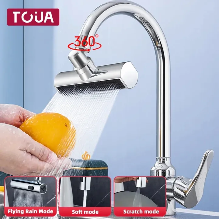 Kitchen Sink Faucet Swivel Waterfall Stream Sprayer Head Faucet ...