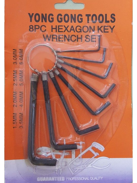 HUAFENG 8PC Hexagon Key Wrench Set 1.5mm 2mm 2.5mm 3mm 3.5mm 4mm 5mm ...