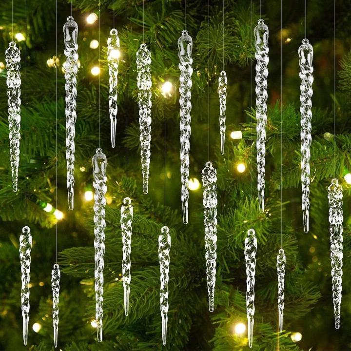 Icicle-shaped Glass Ornaments Clear Glass Christmas Ornaments Christmas ...