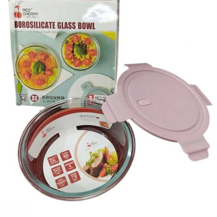 Borosilicate Glass Food Storage Bowl Airtight & Leak-Proof SNAP Locking ...