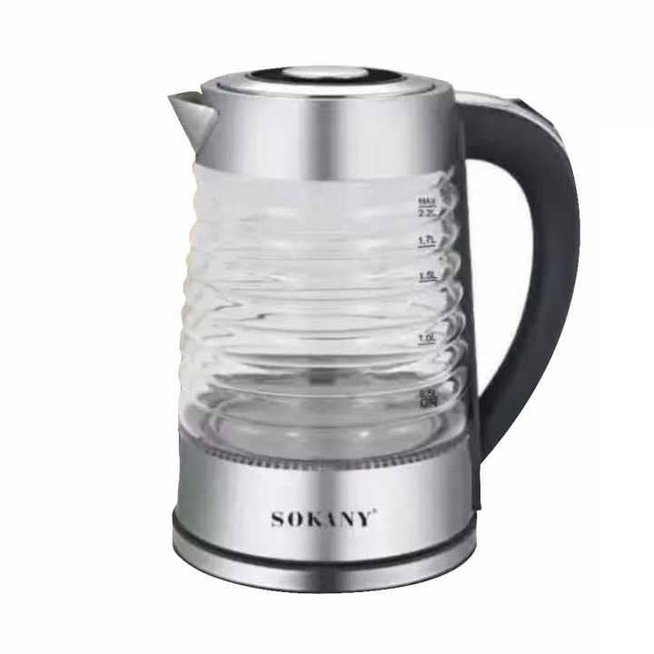 Sokany Electric Kettle Home Glass Kettle 304 Automatic Power off LED ...