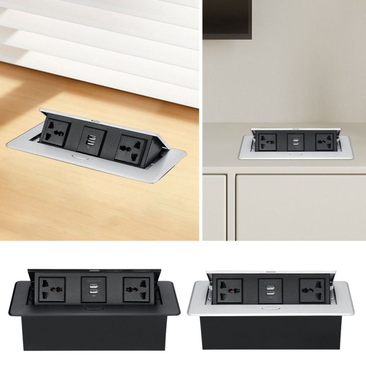 Creative Metal Panel Table Top Recess Outlet Embedded Flipper Cover ...