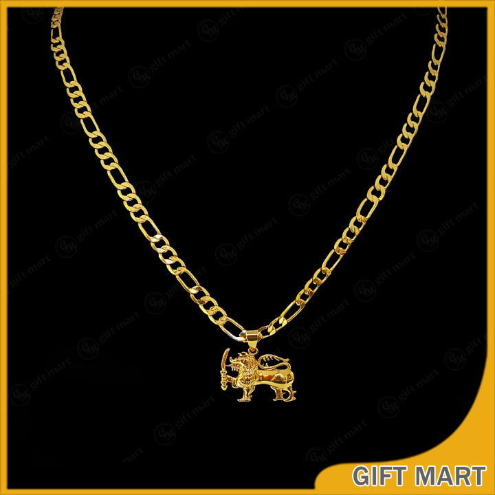 Gold Plated Lara Chain & Lion Pendant 18/24 inch Guaranteed For Men ...