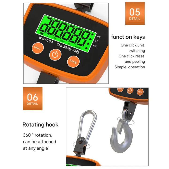 Digital Crane Scale Industrial Hanging Scale Heavy Duty Hanging Hook ...