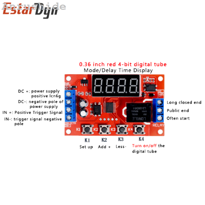 Anrushide Estardyn DC 5V 12V 24V 10A Adjustable Time Delay Relay LED ...