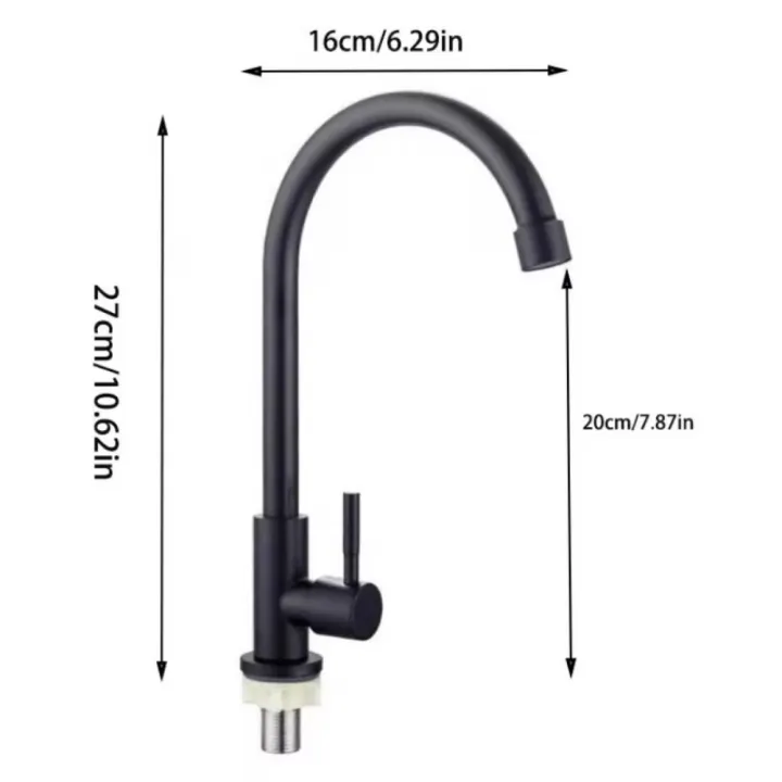 Plastic Kitchen Faucet Rotating Black Single Cold Water Taps Flexible ...