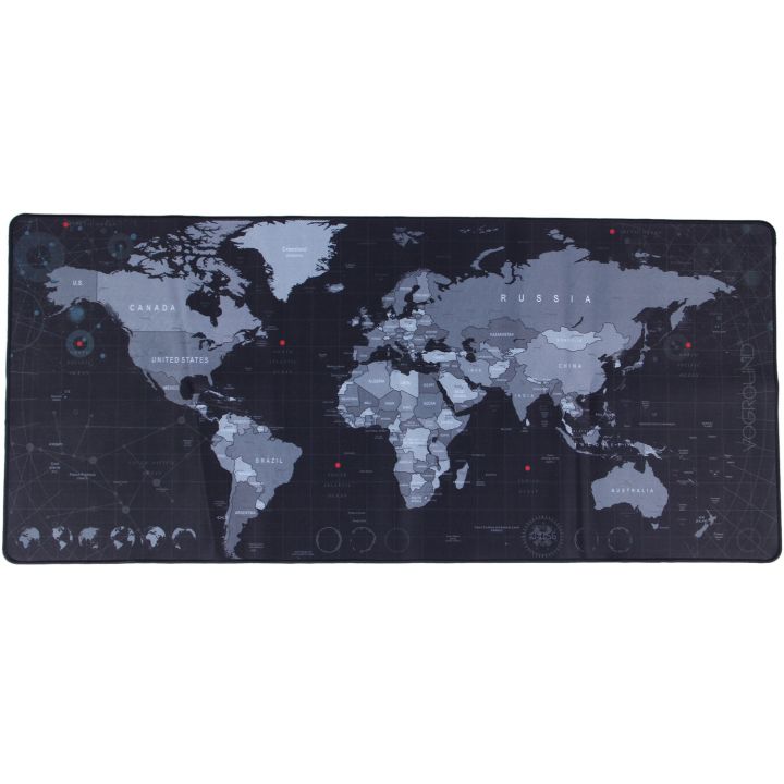 Mouse Pad World Map Natural Rubber Material Locking Edge Waterproof ...