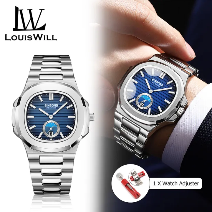 LouisWill Men Watch Men's Fashion Simple Calendar Waterproof Steel Band ...