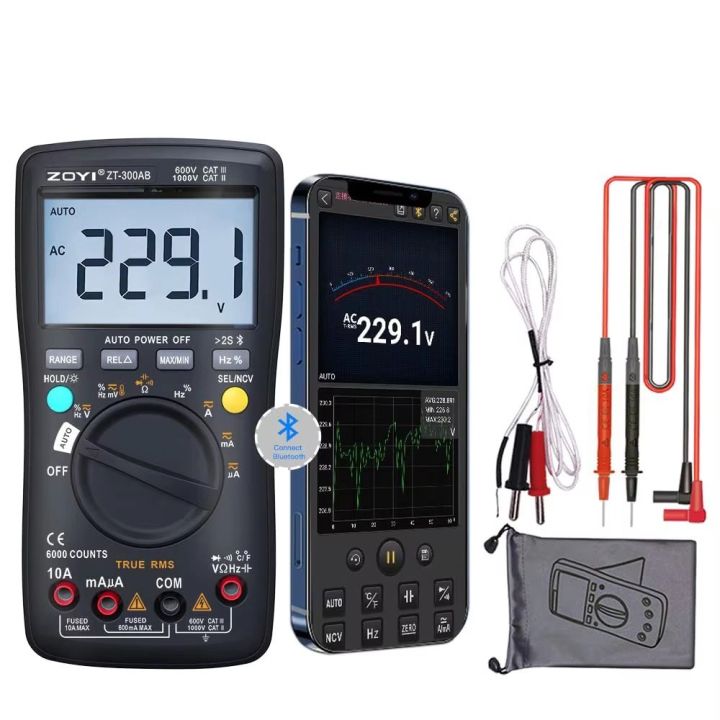 Portable Professional Bluetooth Digital Multimeter LCD Display AC/DC ...