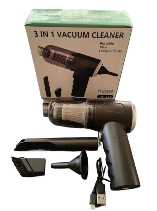 3 in 1 Car Mini Vacuum Cleaner with Blower Wireless Portable Rechargeable Handheld High Power ...