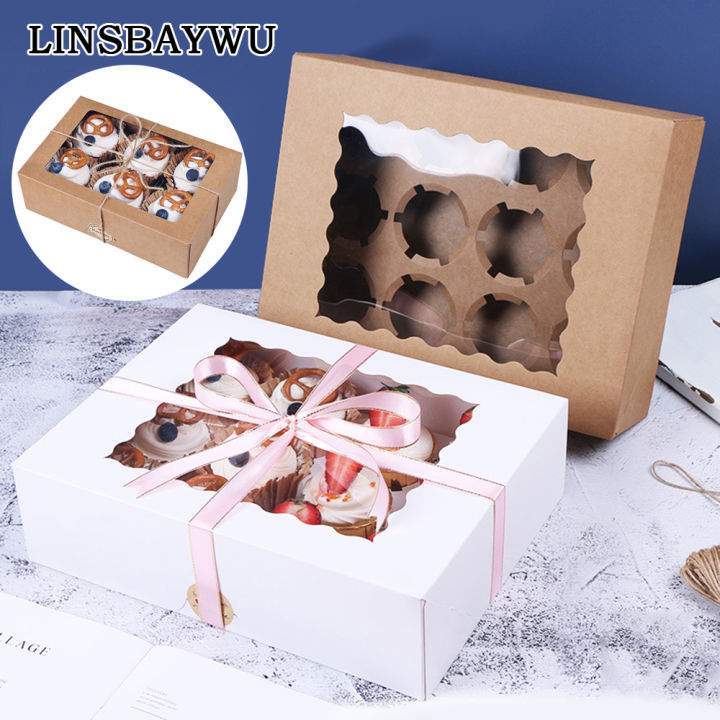 Portable Cardboard Cupcake Boxes And Packaging Cup Cake Box With Window ...