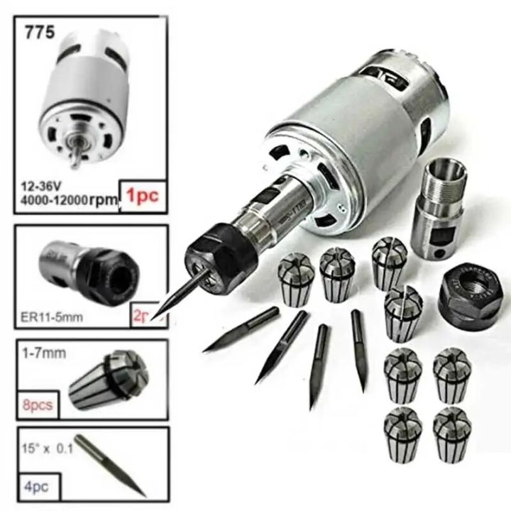 775 Spindle Motor DC 12V-24V 20000 RPM Mini Electric Motor Ball Bearing ...