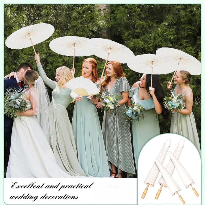 20/40/60/84cm Paper Parasol Chinese Paper Umbrellas Rustic White ...