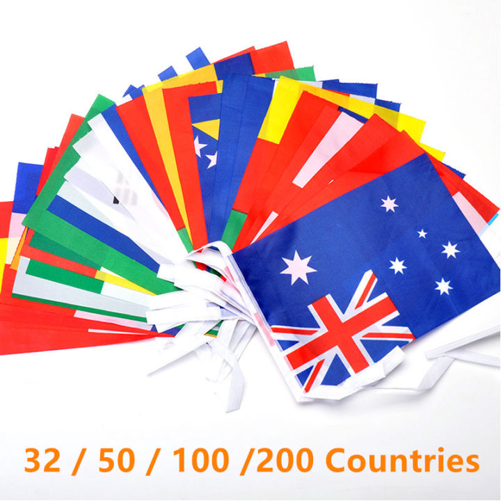 【HOT】 50/100/200 Countries Flag 1 String Hanging Flag Banner ...