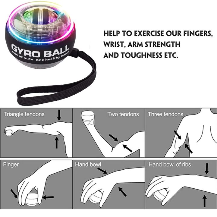 NEW LED Wrist Power Trainer Ball Self-starting Gyro ball Powerball Arm ...