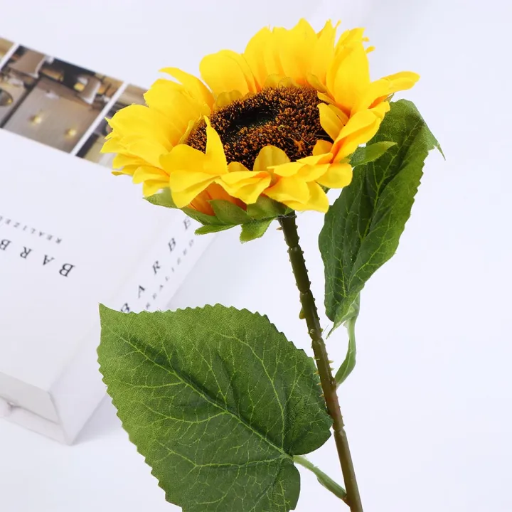 pcs Yellow Silk Flower Bride Gifts Realistic Creative Sunflower Bouquet ...