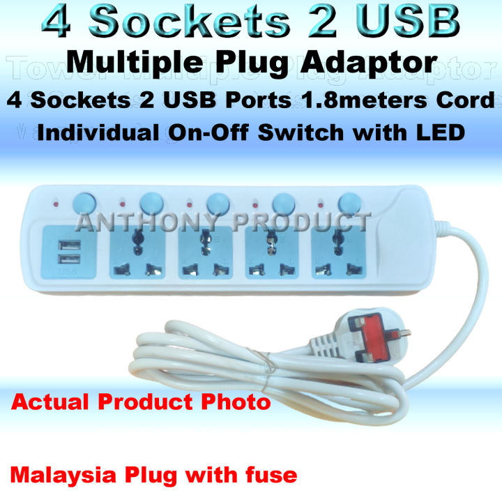 Universal Power Strip Socket Extension Adapter Multiple plugs USB 1.8Meter cable | Daraz.lk