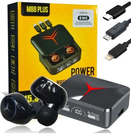 M88 Plus TWS True V5.3 Bluetooth Wireless Earbuds LED Display Headset ...