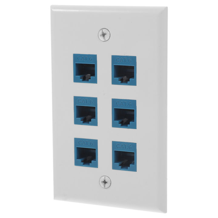 6 Port Network Panel 115X70mm Ethernet Wall Outlet Socket Plate Home ...