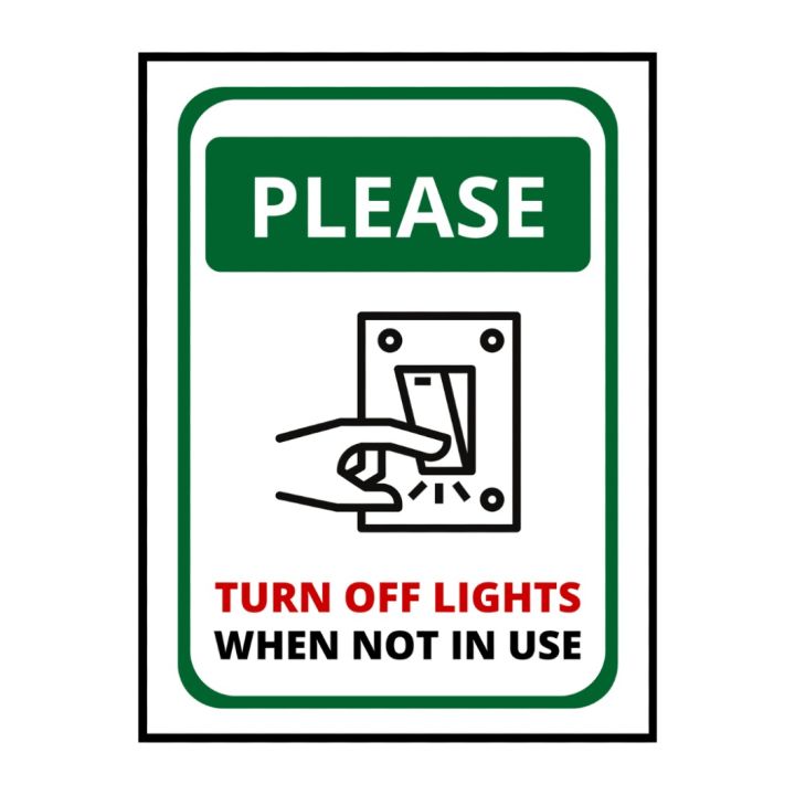 Please Turn Off Lights When Not in Use - Sign Board - 15cm x 21cm | Daraz.lk