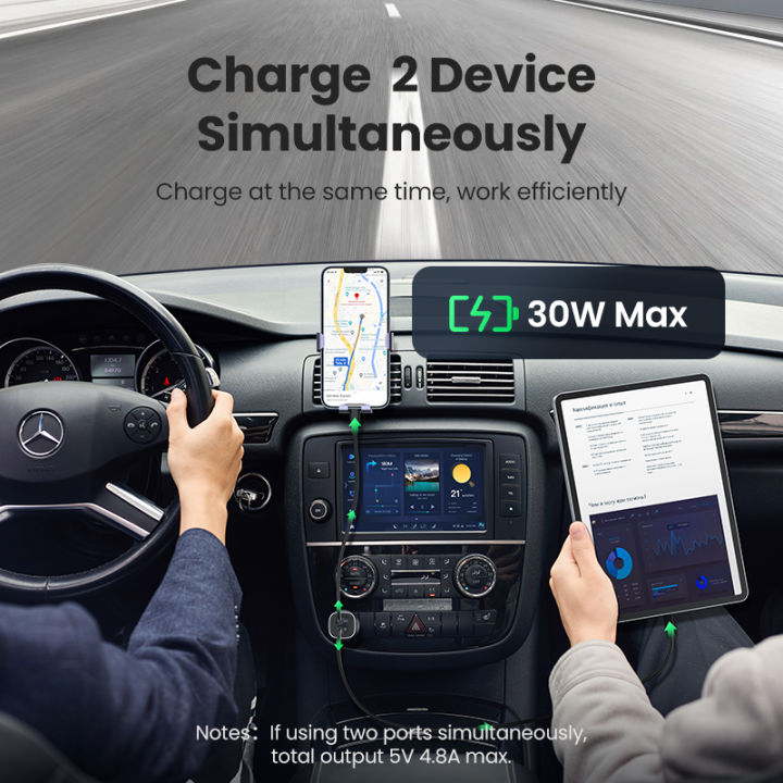 UGREEN 30W Car Charger Dual Port QC 4.0 3.0 Fast Charging For iPhone 14 ...