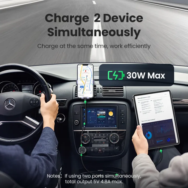 UGREEN 30W Car Charger Dual Port QC 4.0 3.0 Fast Charging For iPhone 14 ...