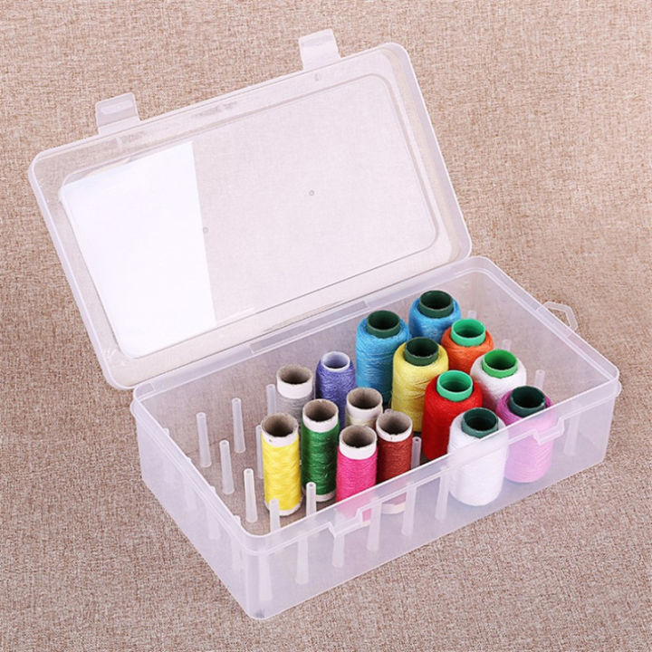 Sewing Thread Storage Box 42 Pieces Spools Bobbin Carrying Case Holder ...
