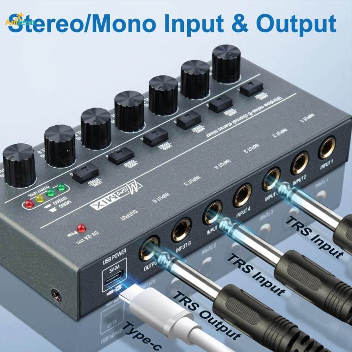 Mini Audio Mixer Audio Mixer for Club Guitars Bass Keyboards Mixer ...