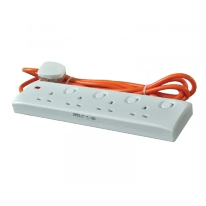 Orange Electric 13A Trailer Socket Extension Lead 4 Way Wire Cord Multi ...