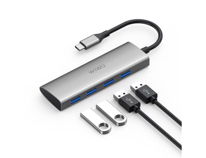 WIWU A440 Alpha 4 in1 Type C to 4-Port USB 3.0 Data HUB Adapter - Grey ...
